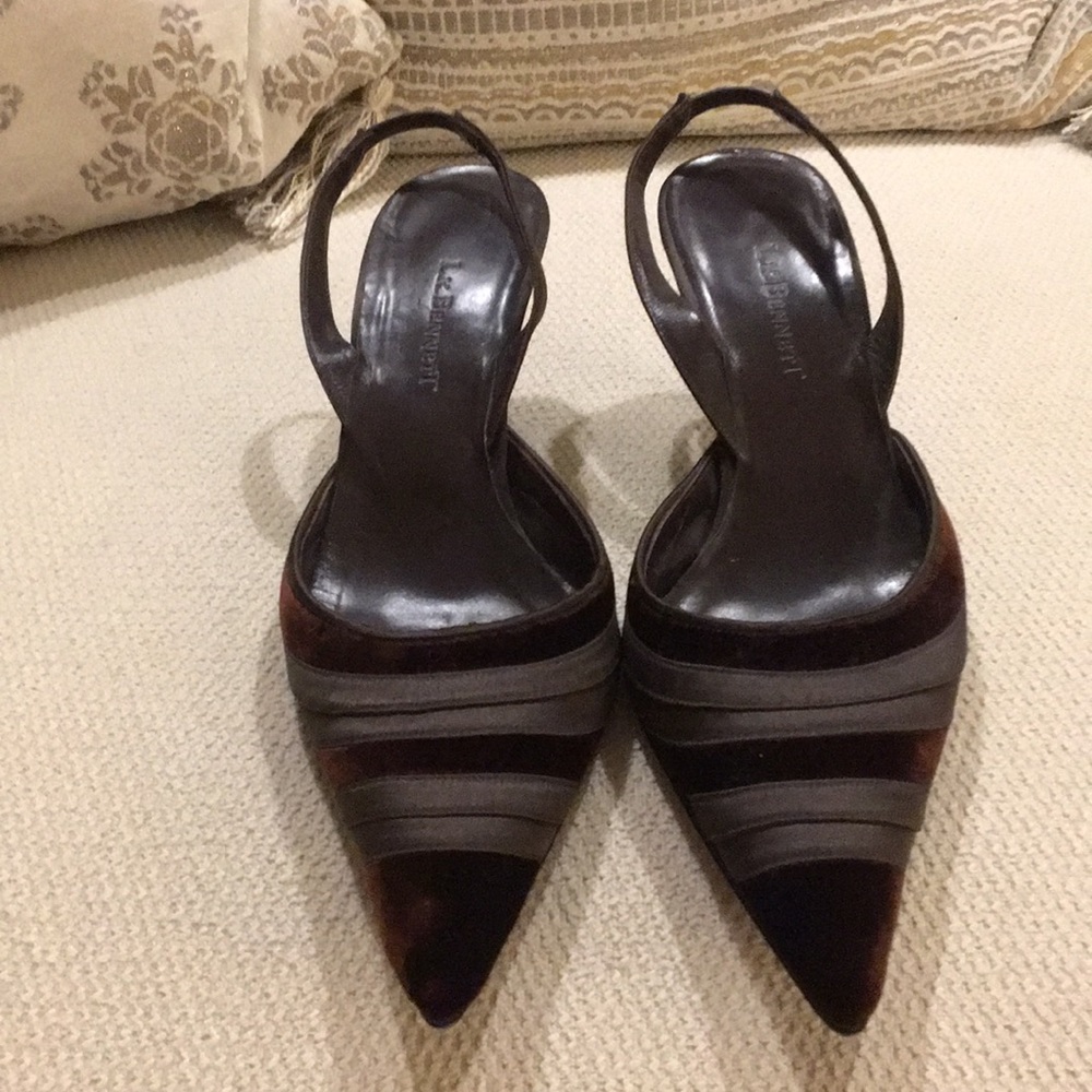 Lk Bennett Brown Velvet & Satin Shoes - Gem